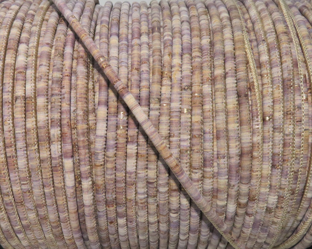 1m/39in - 3mm Portuguese Cork Cord - White and Brown Tone - 3mm ...