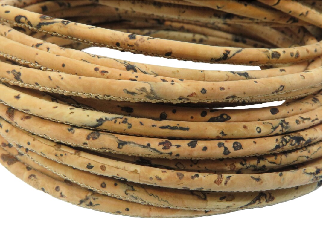 1m/39in - 3mm Portuguese Cork Cord - Natural Tone - 3mm Diameter ...