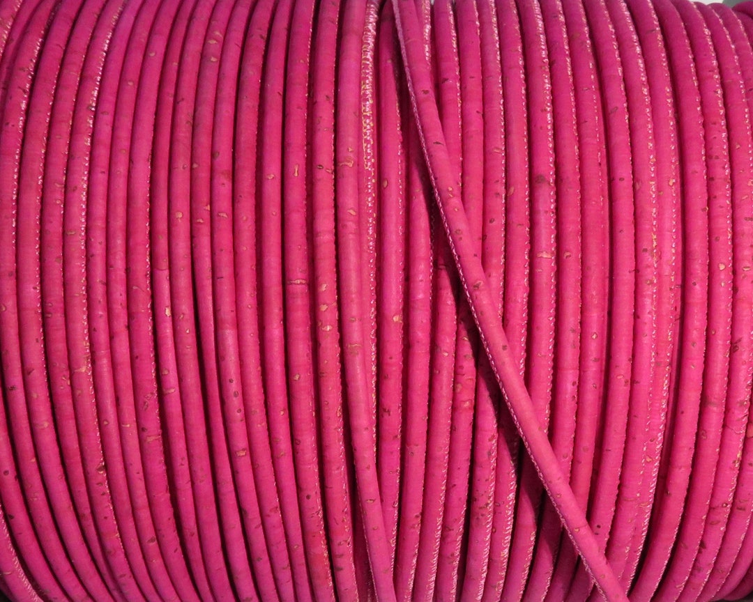 1m/39in - 3mm Portuguese Cork Cord - 3mm Dark Pink Cork Cord - 3mm Cork ...