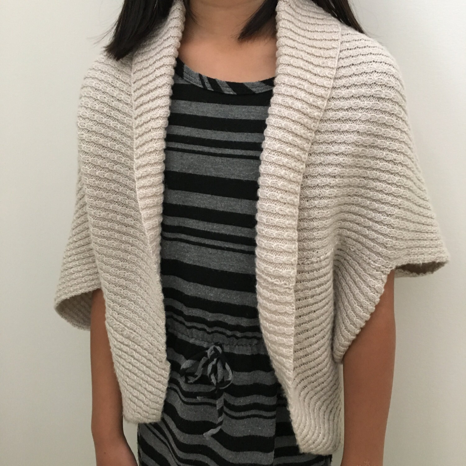 Knitted Reversible Twisted Cable Rib Shrug - Etsy Canada