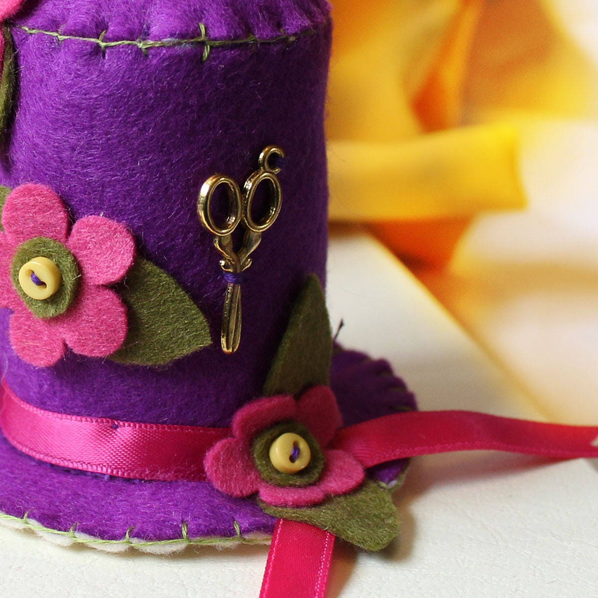 Handmade Felt Pincushion Purple and Pink Pin Cushion - Etsy UK