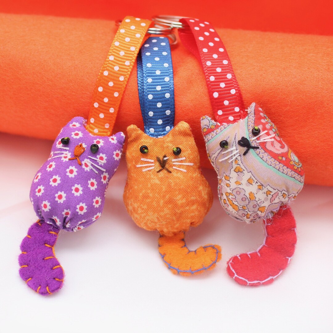 Cat Key Ring, Colourful Kittens, Single or Set of Three - Etsy