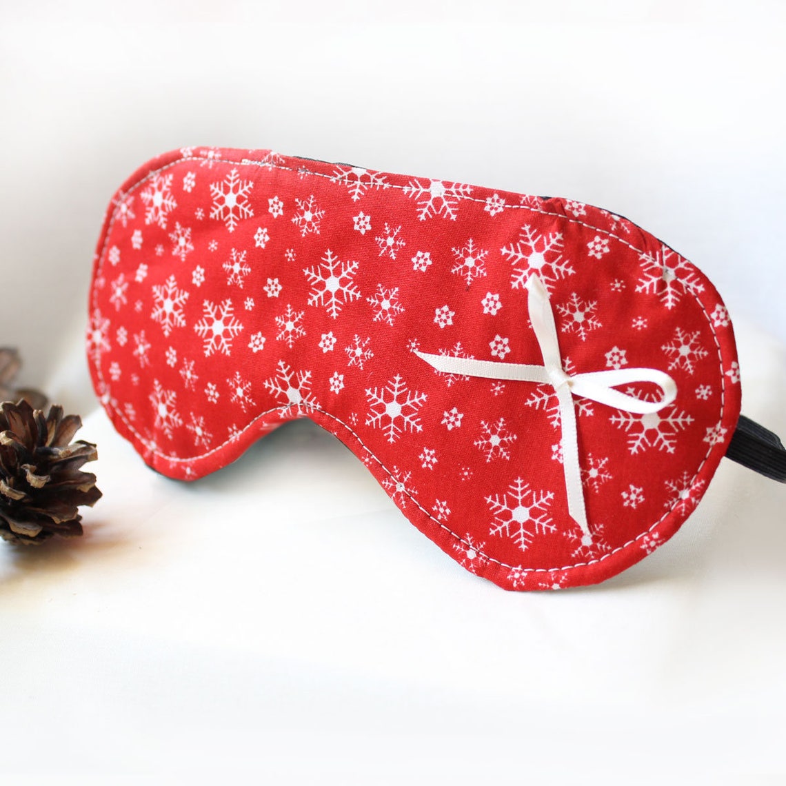 Christmas Eve Sleep Mask Red Fabric Eye Mask with White | Etsy