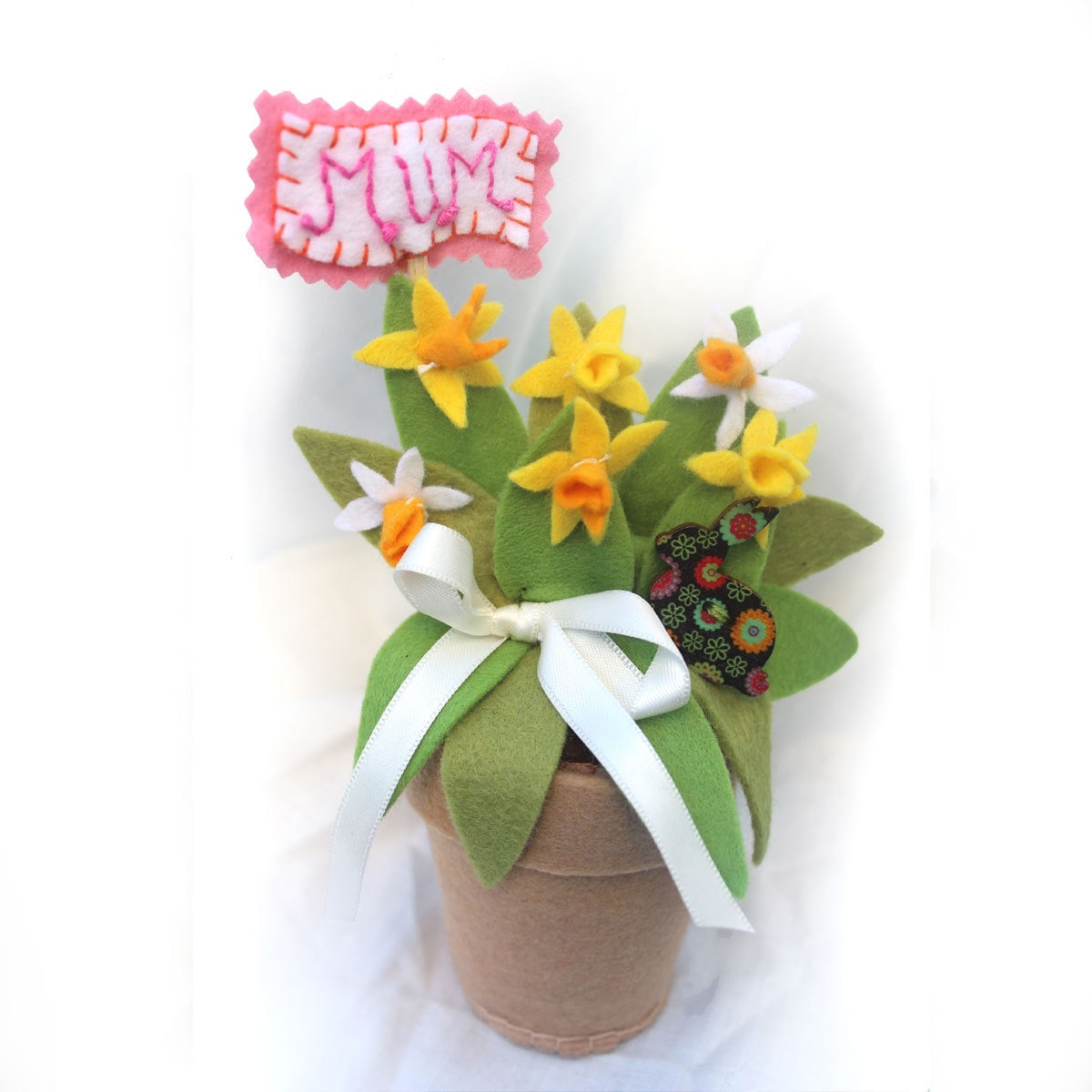 Felt Daffodil Pot Spring Wedding Flower Pot Felt Ornament | Etsy UK
