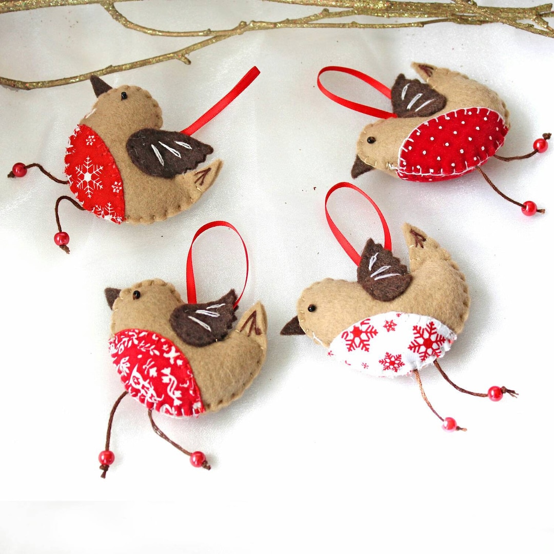 Robin Christmas Tree Decoration, Hygge Inspired Holiday Decor, Felt ...