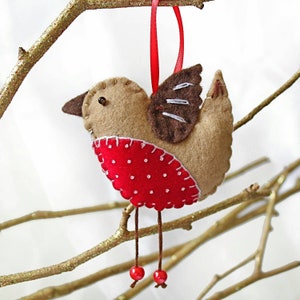 Robin Christmas Tree Decoration, Hygge Inspired Holiday Decor, Felt ...