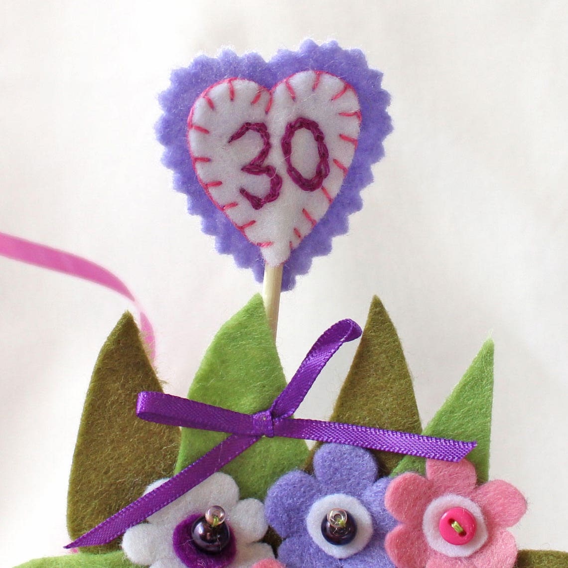 30th Birthday Gift for Her Felt Flowers Plant Pot for 30 | Etsy