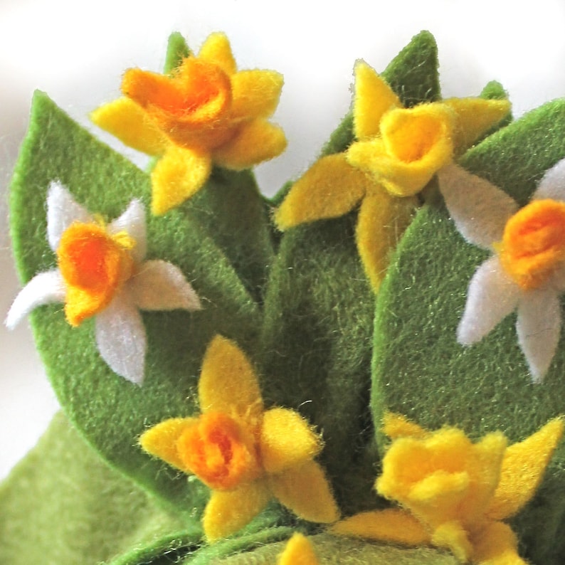 Felt Daffodil Pot Spring Wedding Flower Pot Felt Ornament | Etsy UK