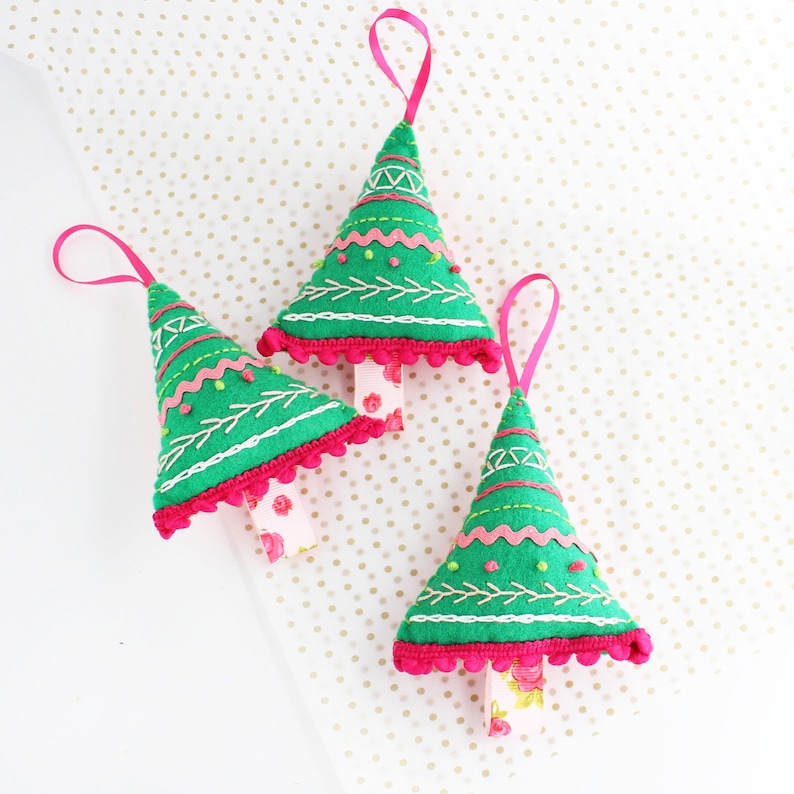 Colourful Christmas Tree, Hand Embroidered Felt Decoration: Kitsch ...