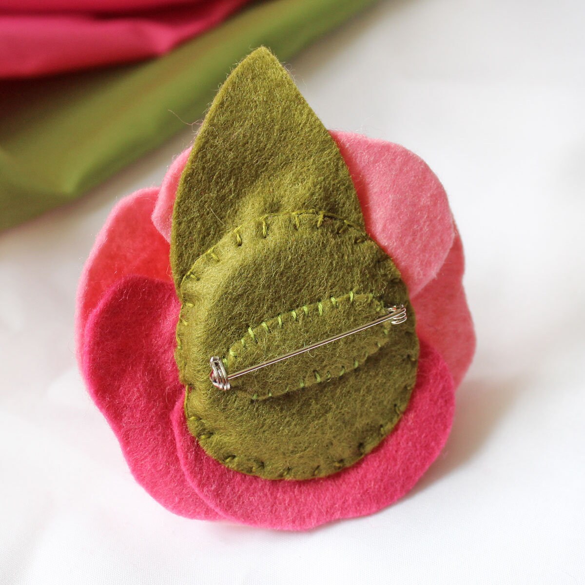 Pink Rose Felt Brooch English Rose Brooch Corsage in Dark and | Etsy