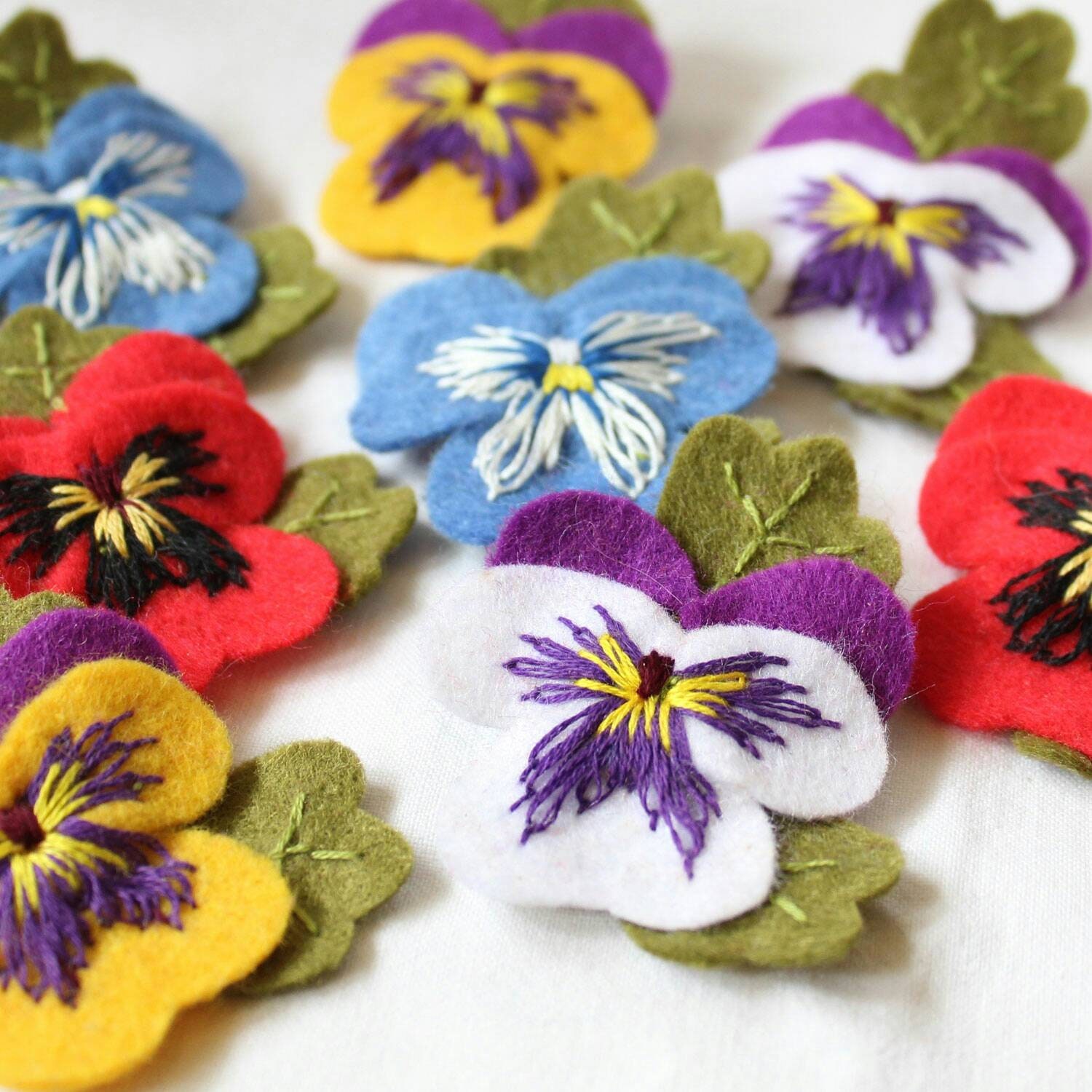 Pansy Brooches, Hand Embroidered Felt Viola Brooch, Various Colours - Etsy