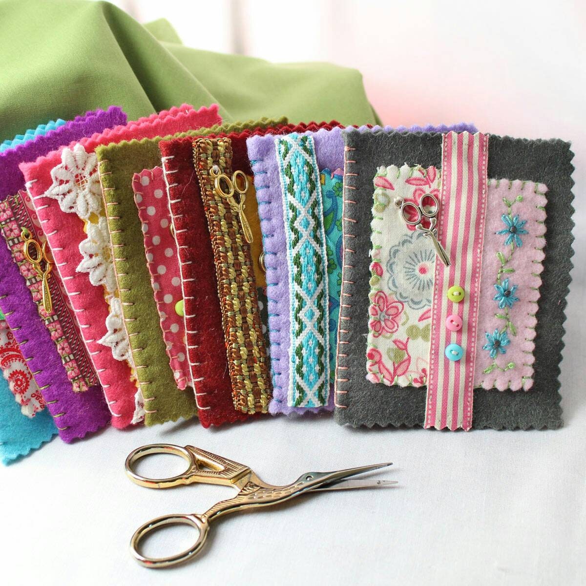 Felt Needle Book Bright Red and Gray Sewing Needle Case With | Etsy