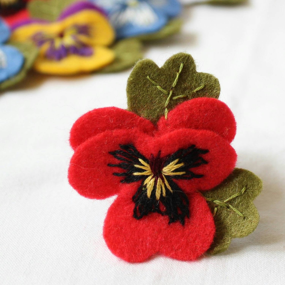 Pansy Brooches Hand Embroidered Felt Pansy Brooch Available | Etsy