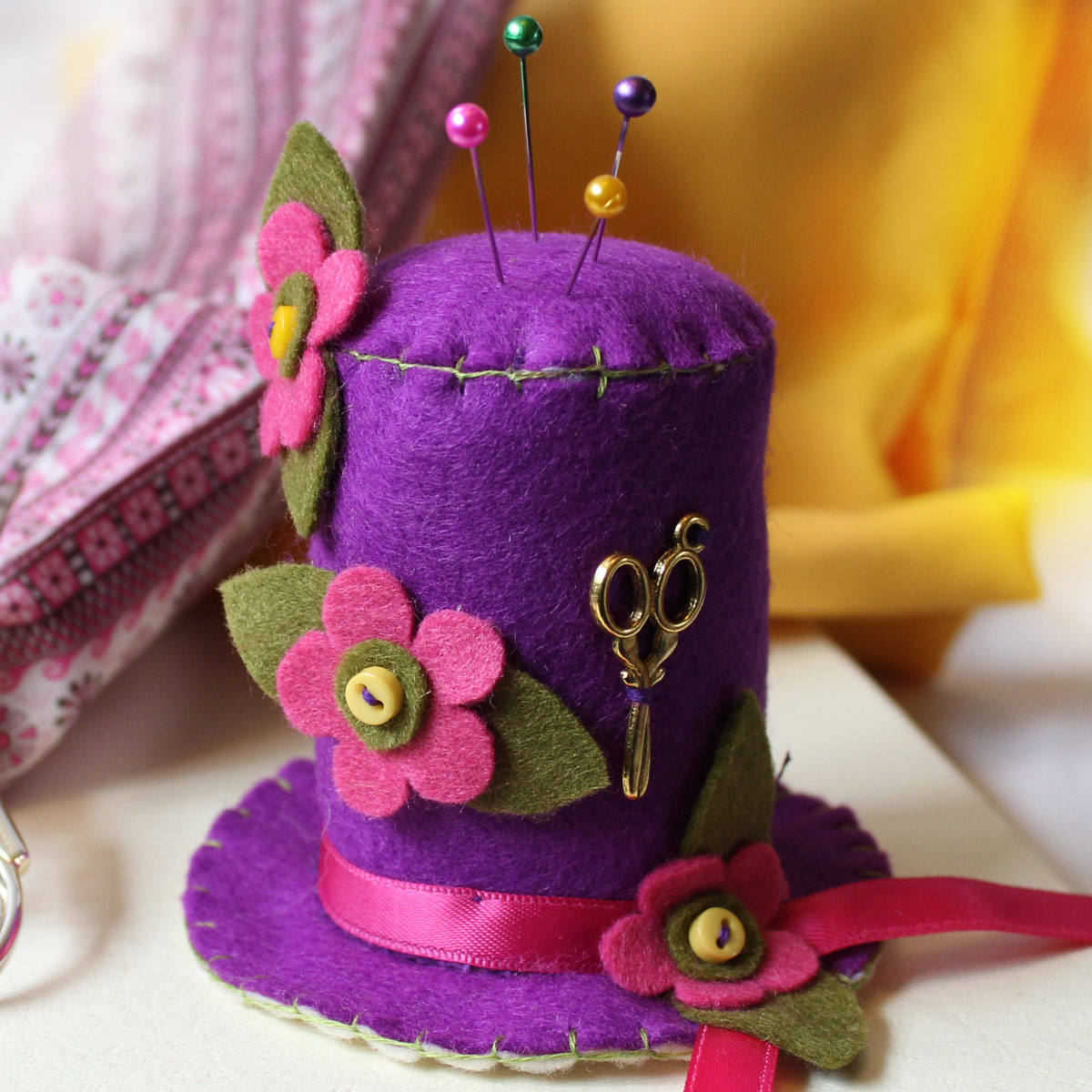 Handmade Felt Pincushion Purple and Pink Pin Cushion - Etsy UK