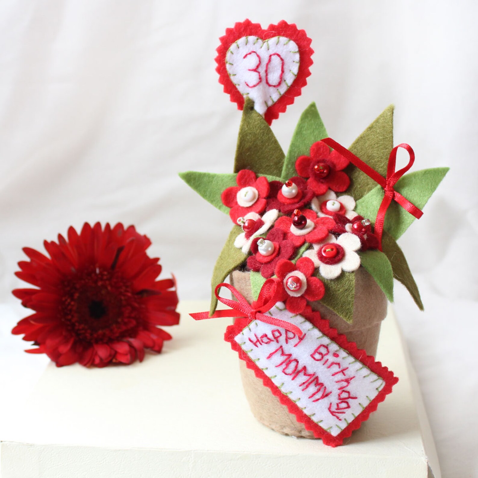 30th Birthday Gift for Her Felt Flowers Plant Pot for 30 | Etsy