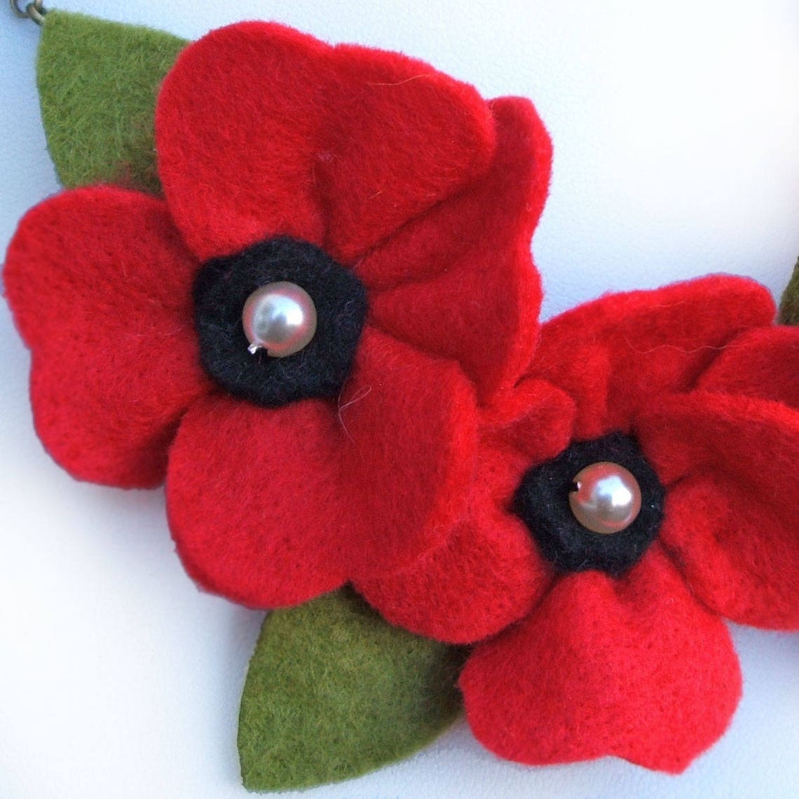 Poppy Necklace, Bright Red Felt Statement Jewellery, - Etsy