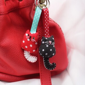 Polka Dot Cat Key Ring: Hand Sewn Bag Charm - Etsy