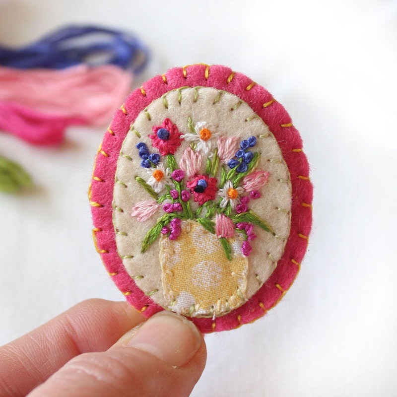 Embroidered Brooch - Etsy