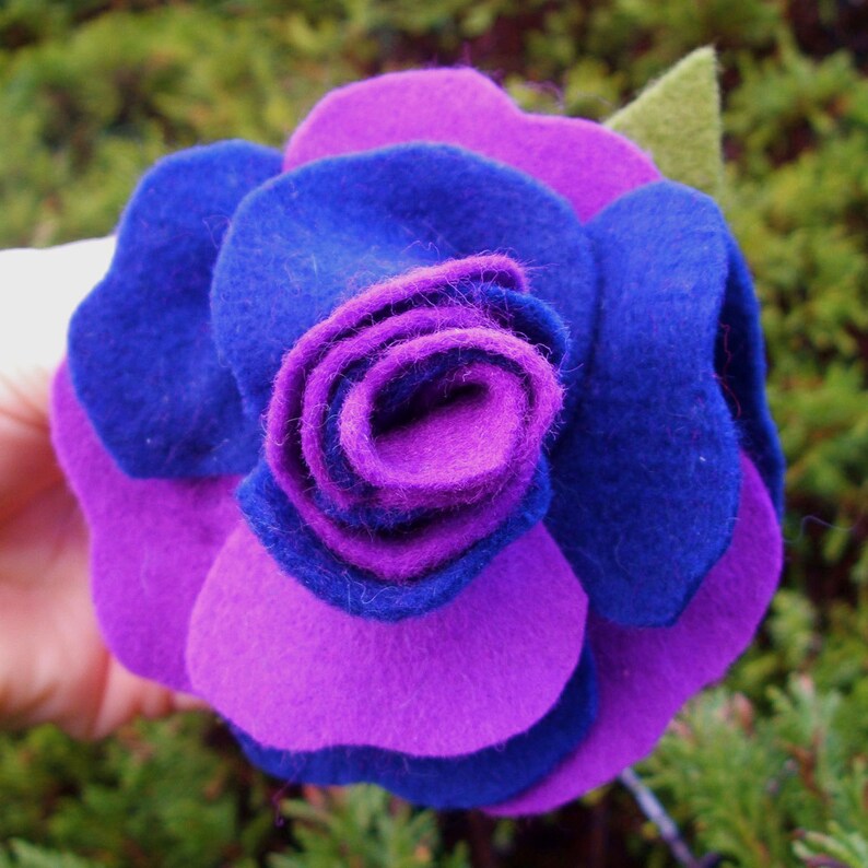 Large Purple Rose Brooch Two Tone Deep Purple and Violet Felt - Etsy