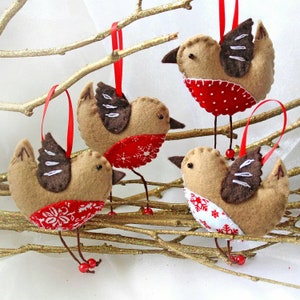 Robin Christmas Tree Decoration, Hygge Inspired Holiday Decor, Felt ...