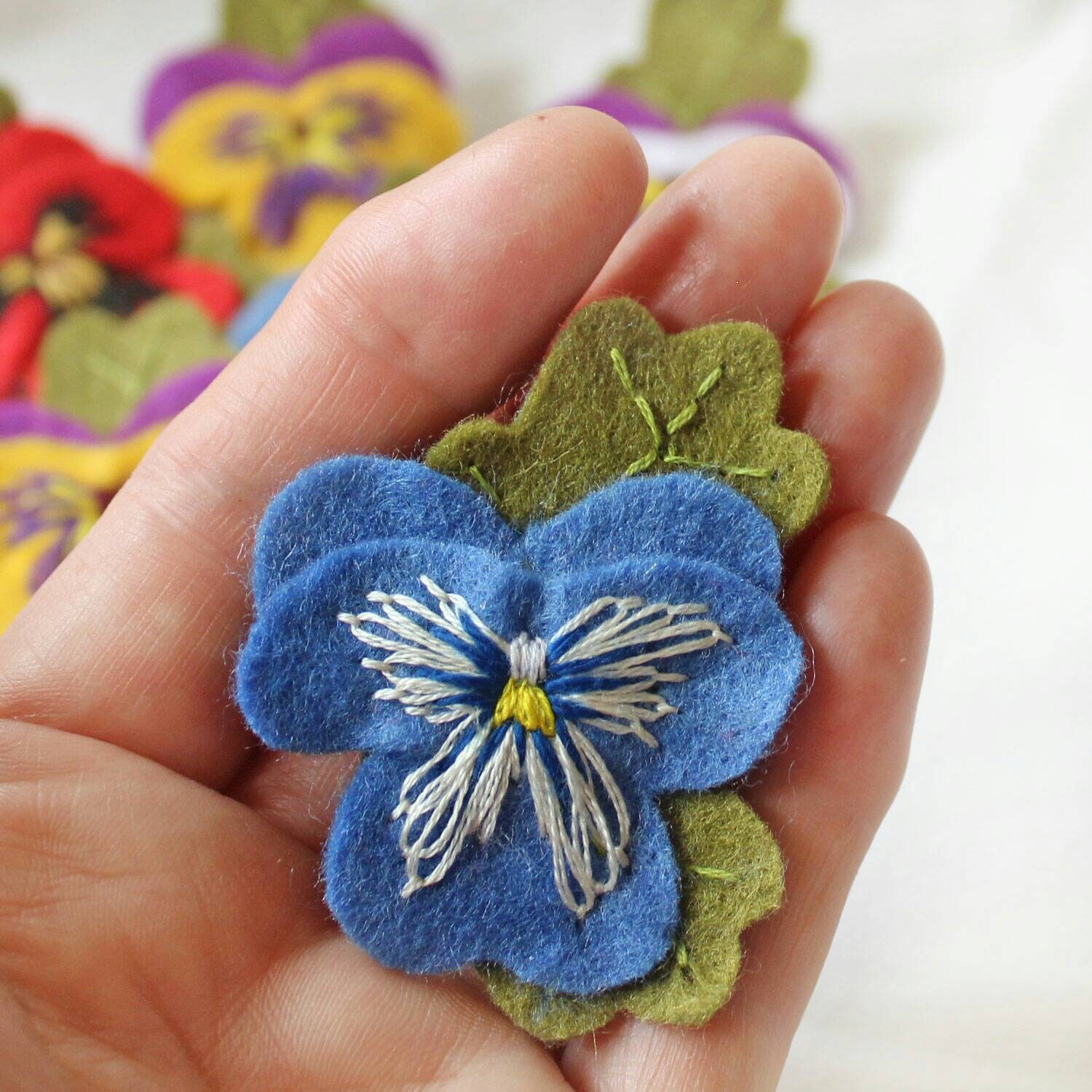 Pansy Brooches, Hand Embroidered Felt Viola Brooch, Various Colours - Etsy