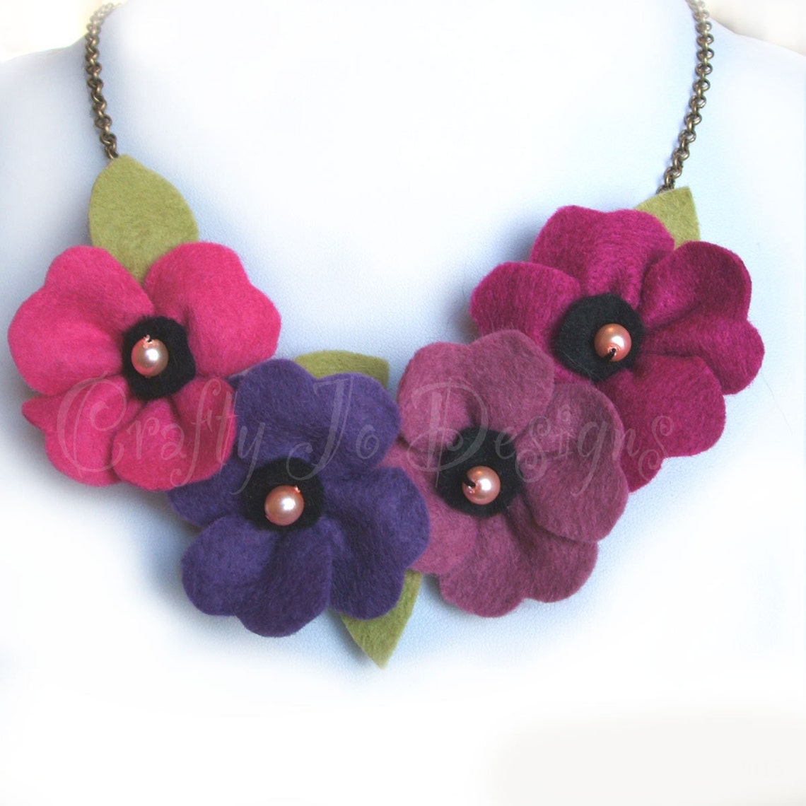 Poppy Necklace, Bright Red Felt Statement Jewellery, - Etsy