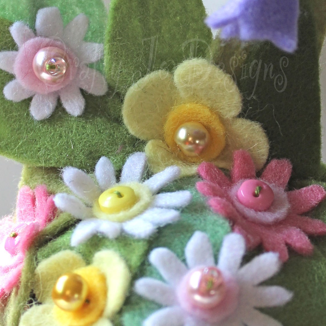 Spring Flowers Personalised Gift Felt Flower Pot of | Etsy
