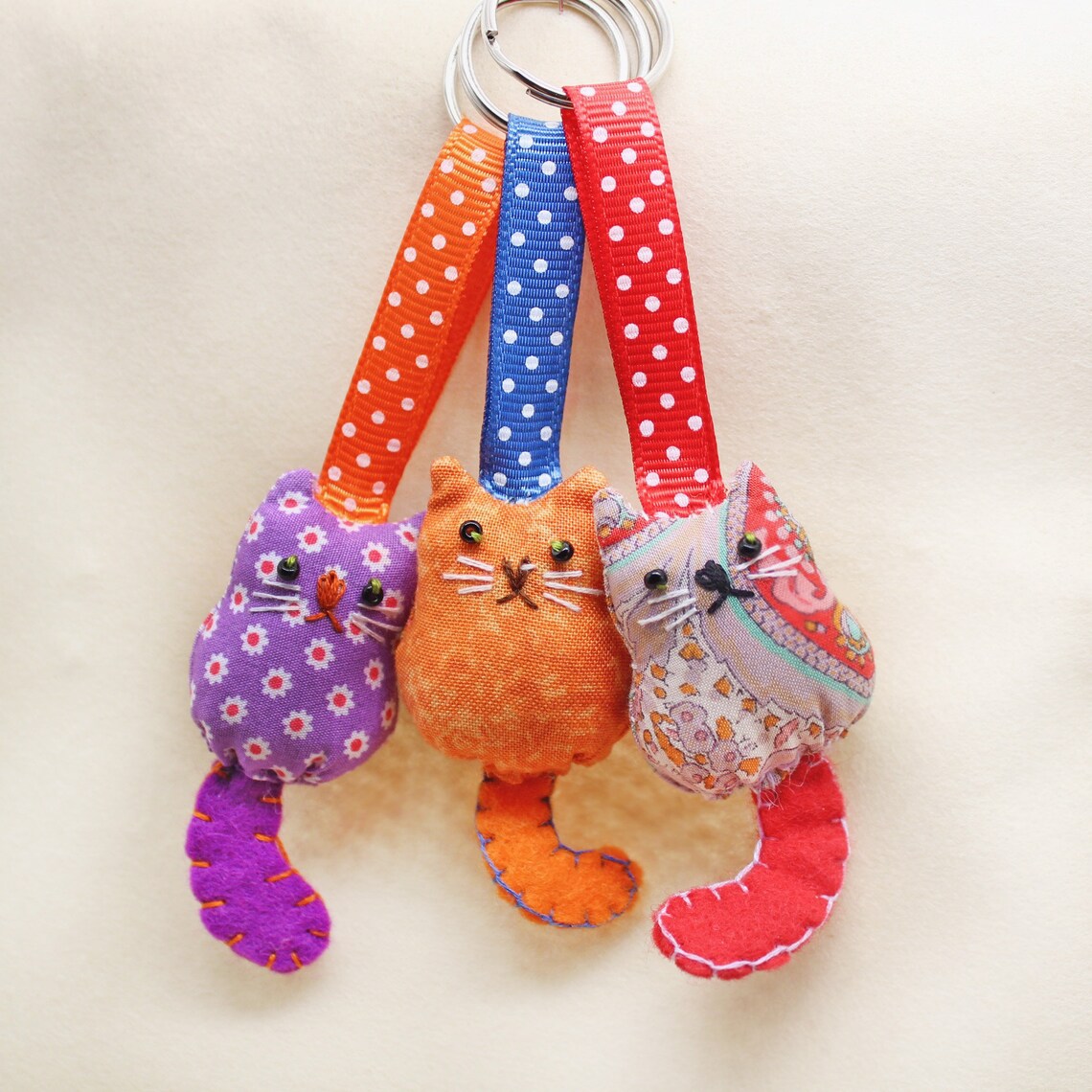 Cat Key Ring, Colourful Kittens, Single or Set of Three - Etsy