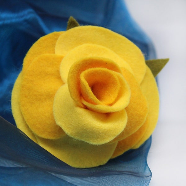 Yellow Rose Brooch - Etsy