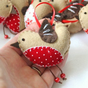 Robin Christmas Tree Decoration, Hygge Inspired Holiday Decor, Felt ...