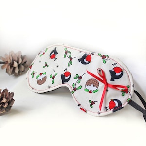 Festive Eye Mask, Cute Christmas Sleep Mask in Robin and Christmas ...