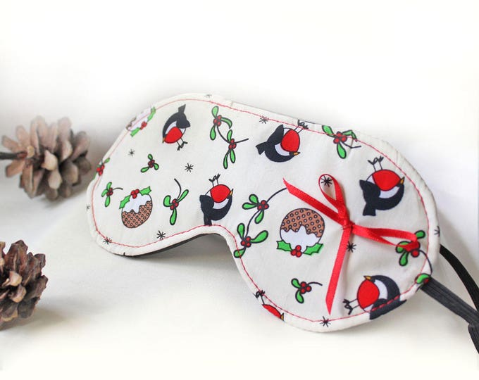 Festive Eye Mask Cute Christmas Sleep Mask in Robin and - Etsy