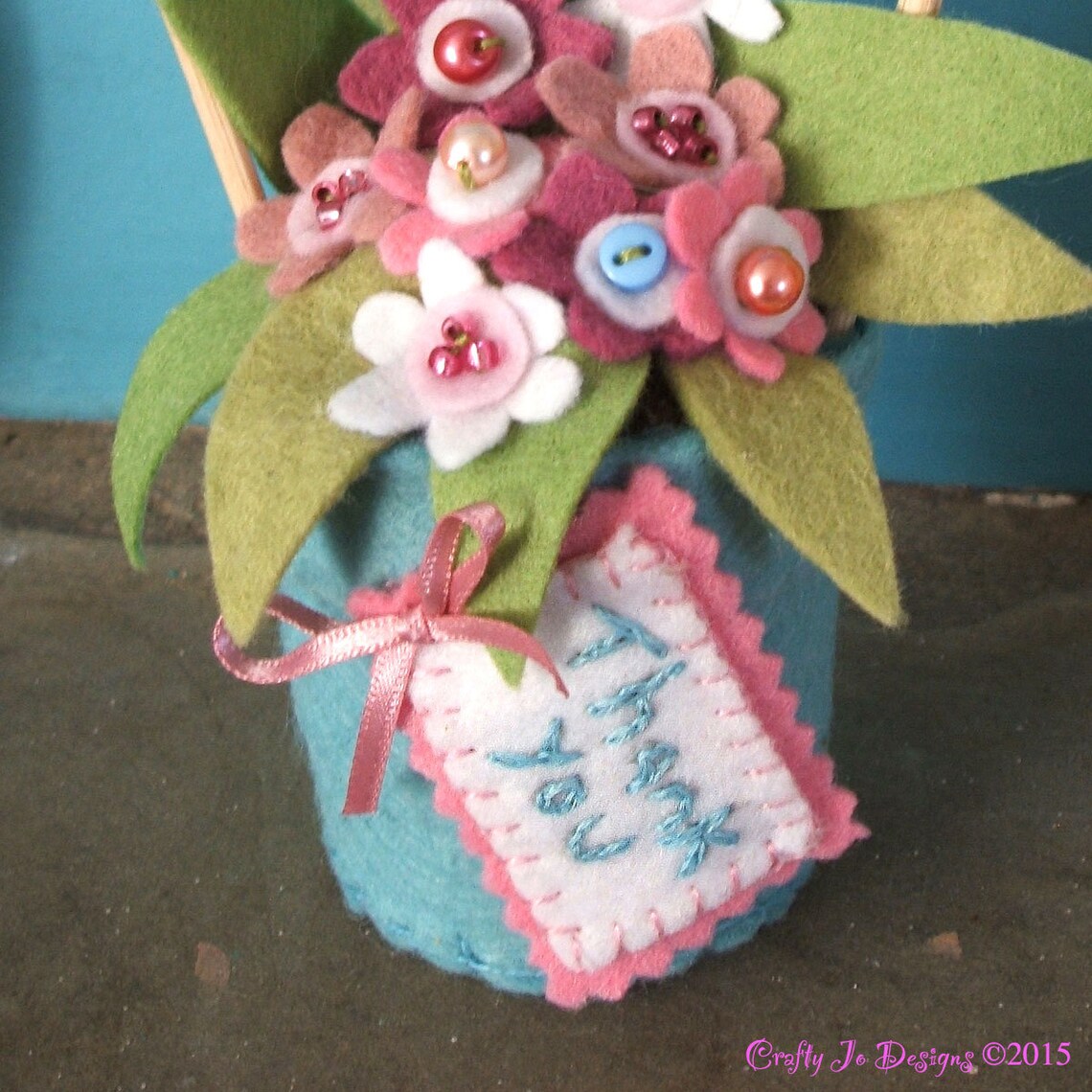 Thank You Gift Personalised Felt Flower Pot Pink Flower | Etsy
