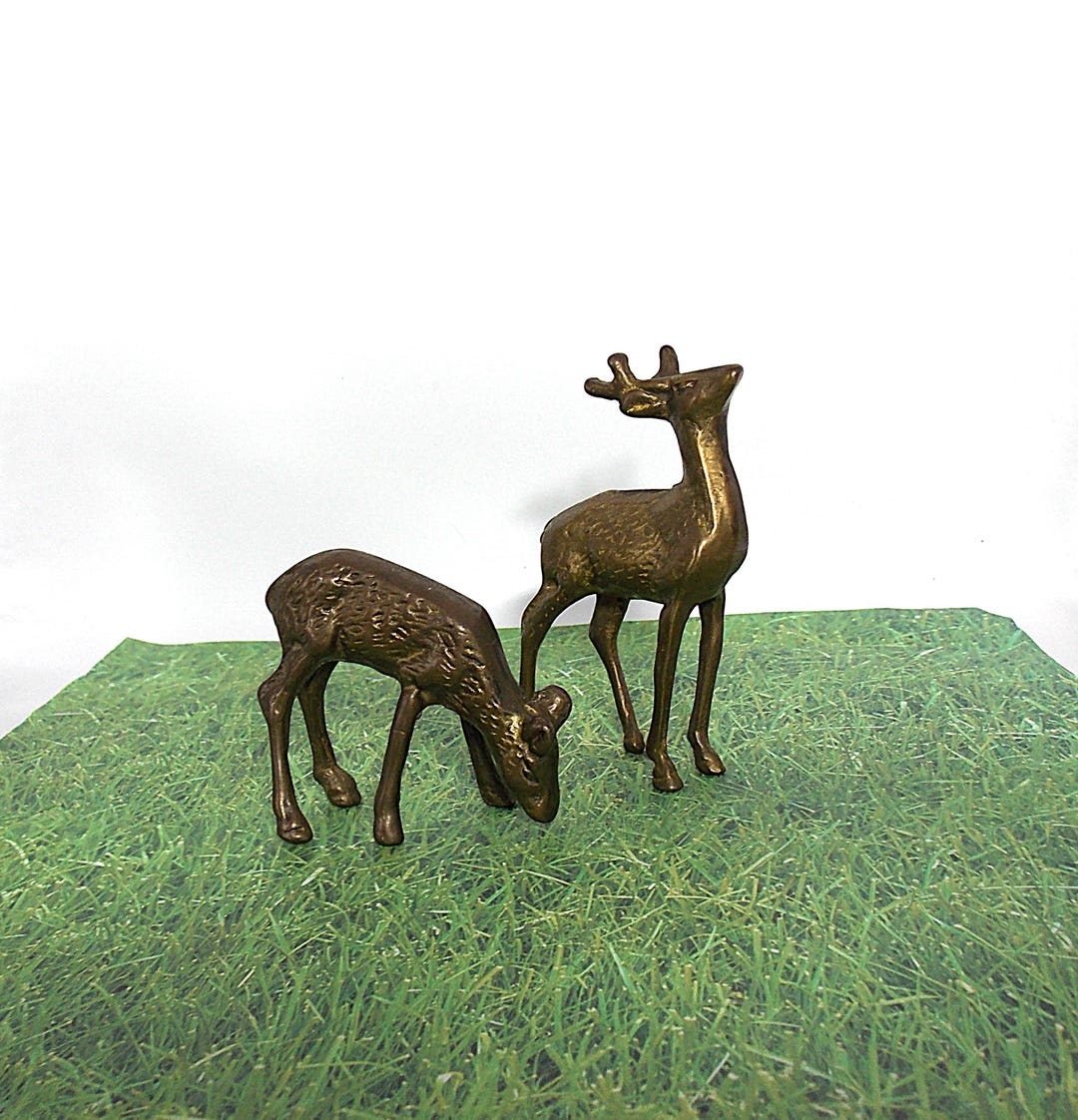 Vintage Pair of Brass Deer Buck and Doe Figurines - Etsy
