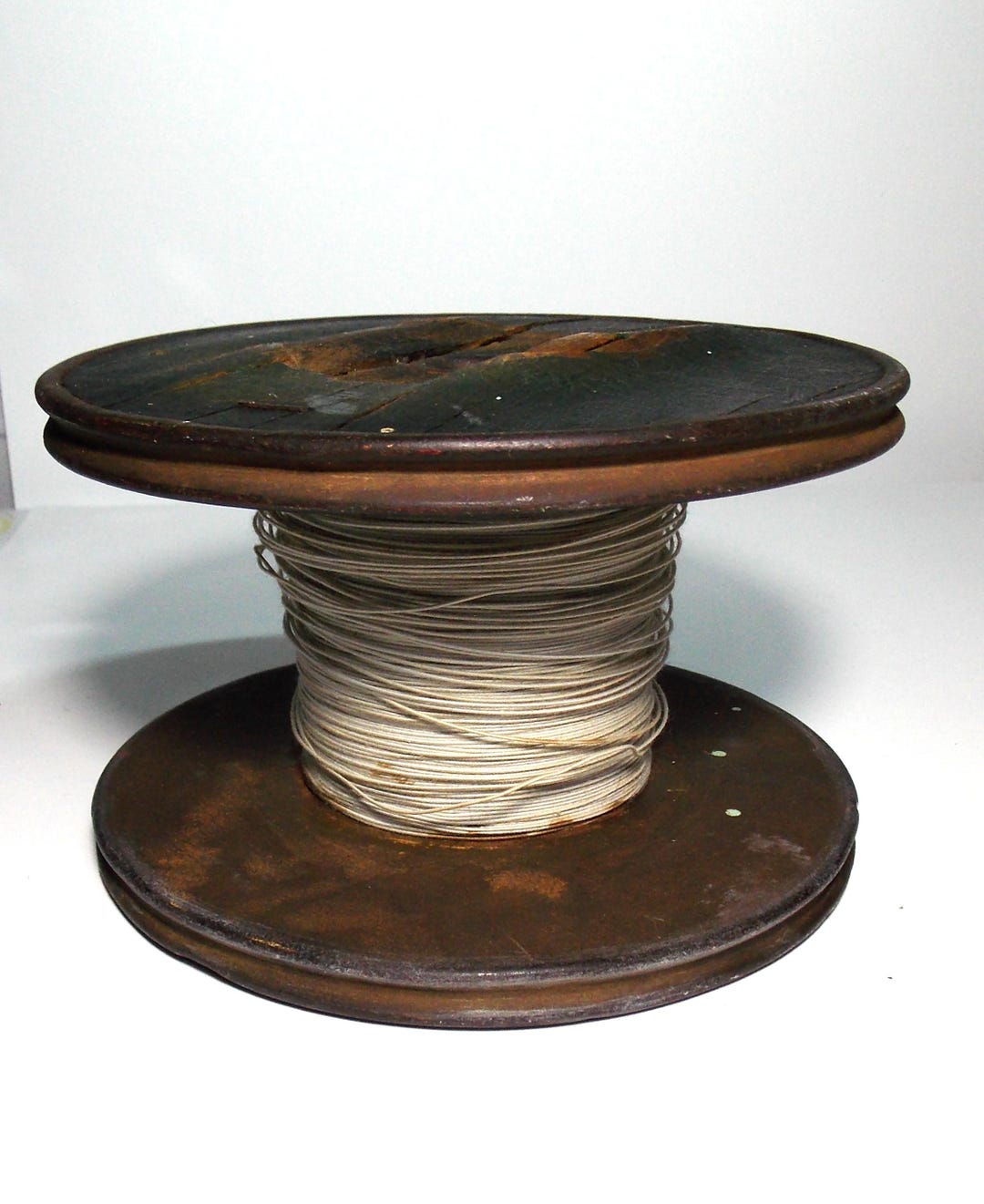 Vintage Wood and Metal Spool With Thread Wrapped Wire Anaconda Wire ...