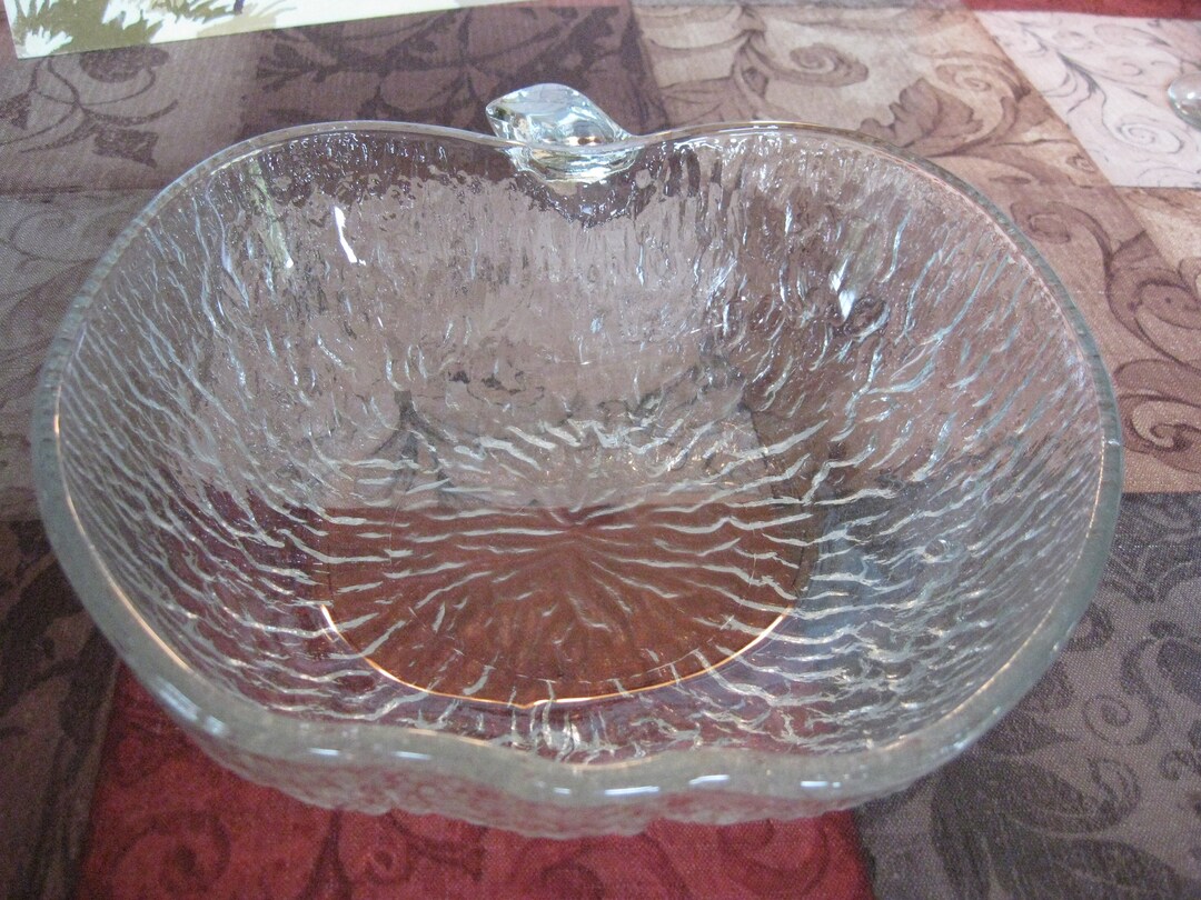 Vintage Italian Glass Crystal Ice Bowl, Clear; Apple Shape. Retro Tree ...