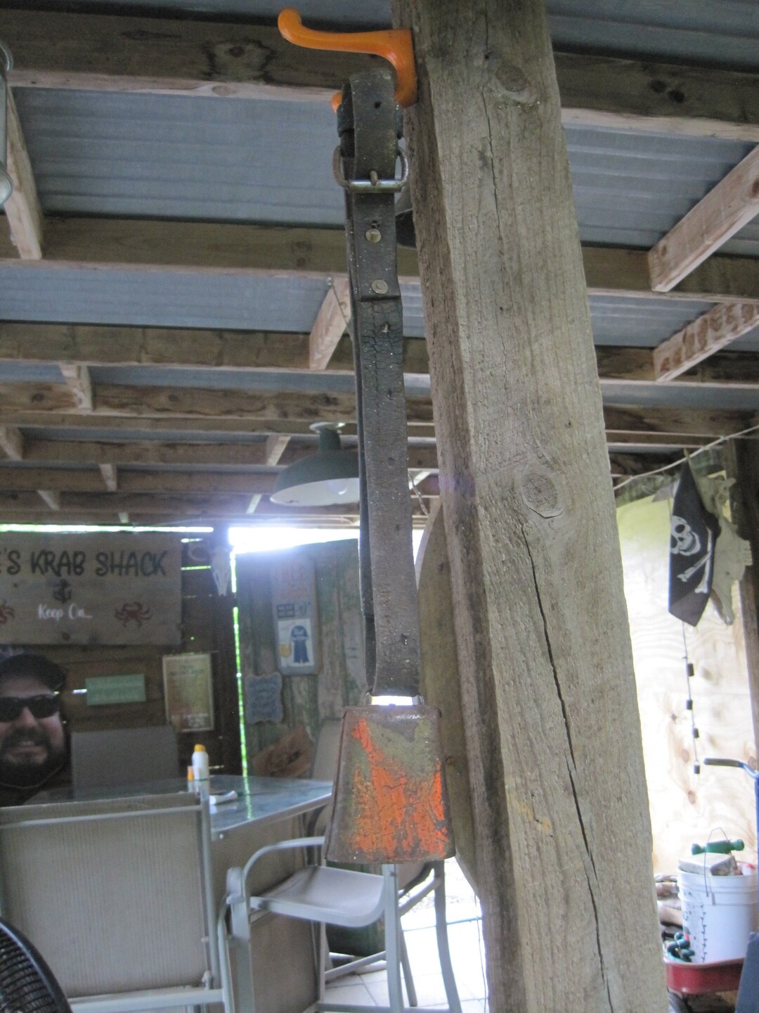 Antique Rustic Cow Bell. Real Authentic Metal Cowbell, Leather Neck ...