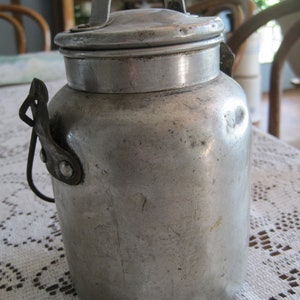 Vintage Tin Milk Pail Silver Metal Aluminum Lunch Pail, Soup Bucket ...