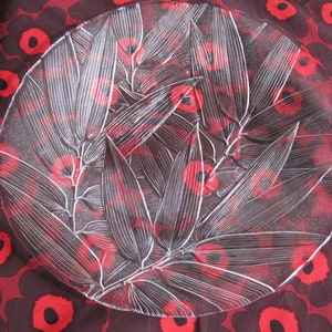 Vintage Large Embossed Glass Platter; 14" Round Dish; Serving Tray ...