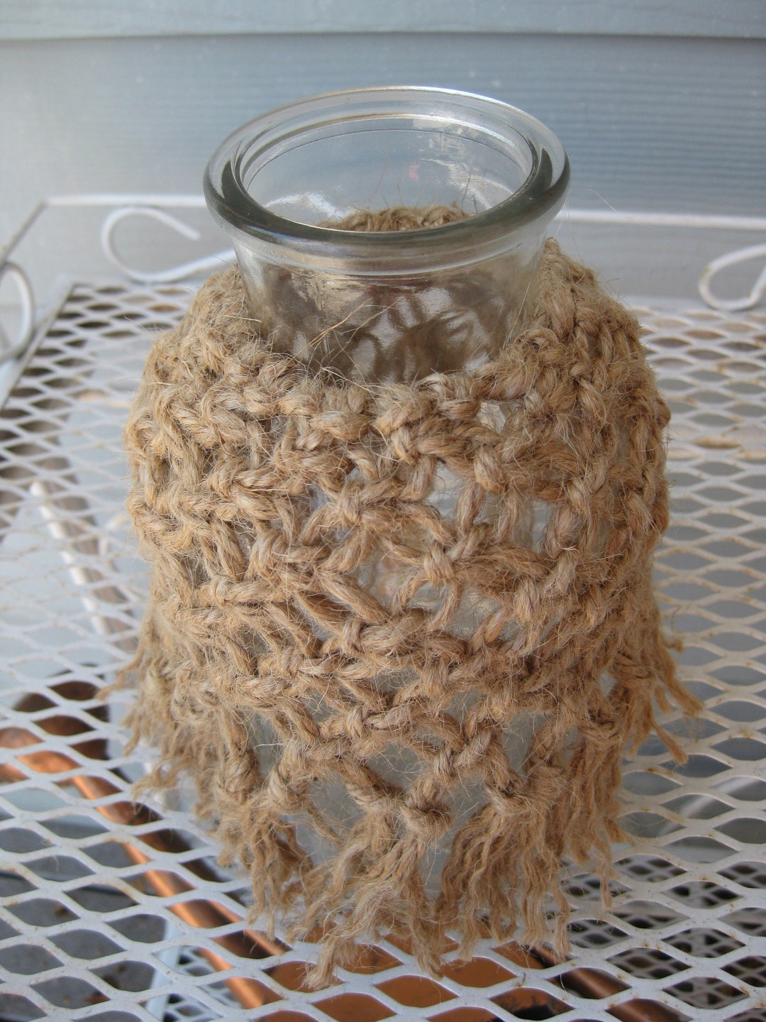 Custom, Made to Order Vintage Style Macrame Vase: Natural Jute Fiber ...