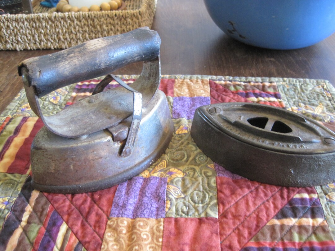 Vintage Sad Iron. Clothes Iron Detachable Wood Handle Cast Iron Antique ...