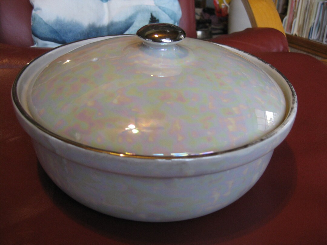 Vintage Royal Rochester Lusterware Casserole Dish: Iridescent Ceramic ...