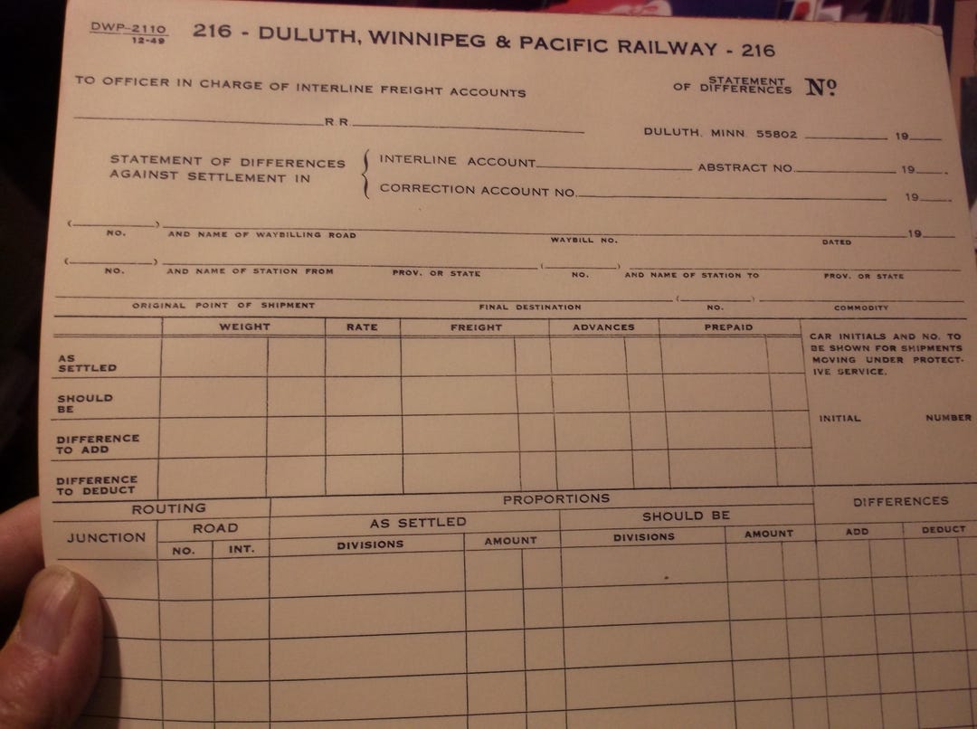 Vintage Railroad Forms. DWP Shipping Pads. Duluth Winnipeg Pacific ...
