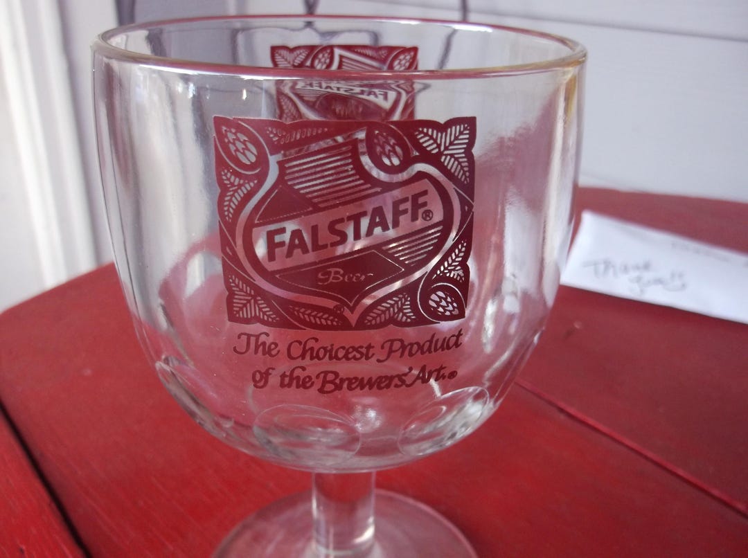 Vintage Falstaff Fish Bowl Beer Glass. Pedestal Stemmed Heavy Solid ...