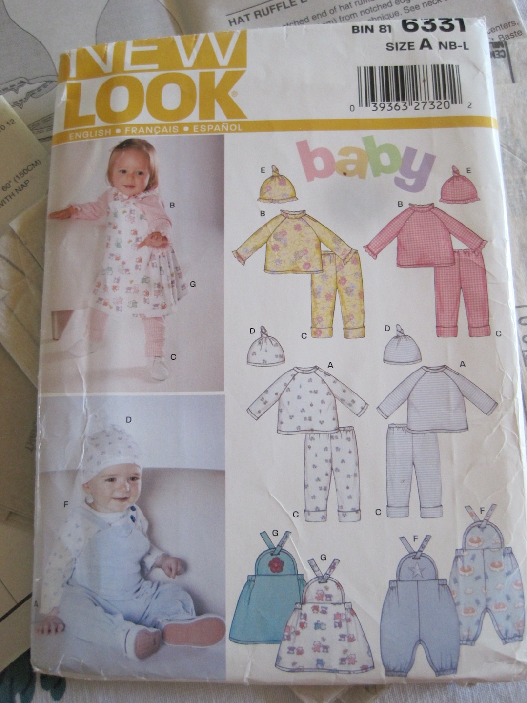 Baby Clothes Sewing Pattern. Size A, New Born, Small, Medium, Large ...