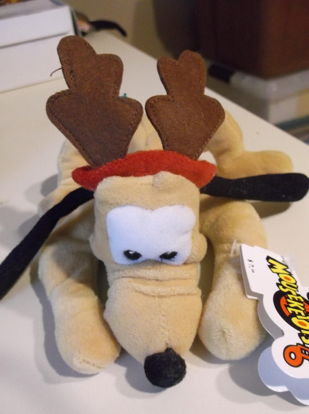 Vintage Pluto. Christmas Pluto W/ Reindeer Hat, Antler Cap. Mini Bean ...
