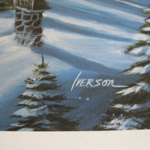 Vintage Print, Winter Sleigh Ride: Ron Iverson. Country Cottage Scene ...