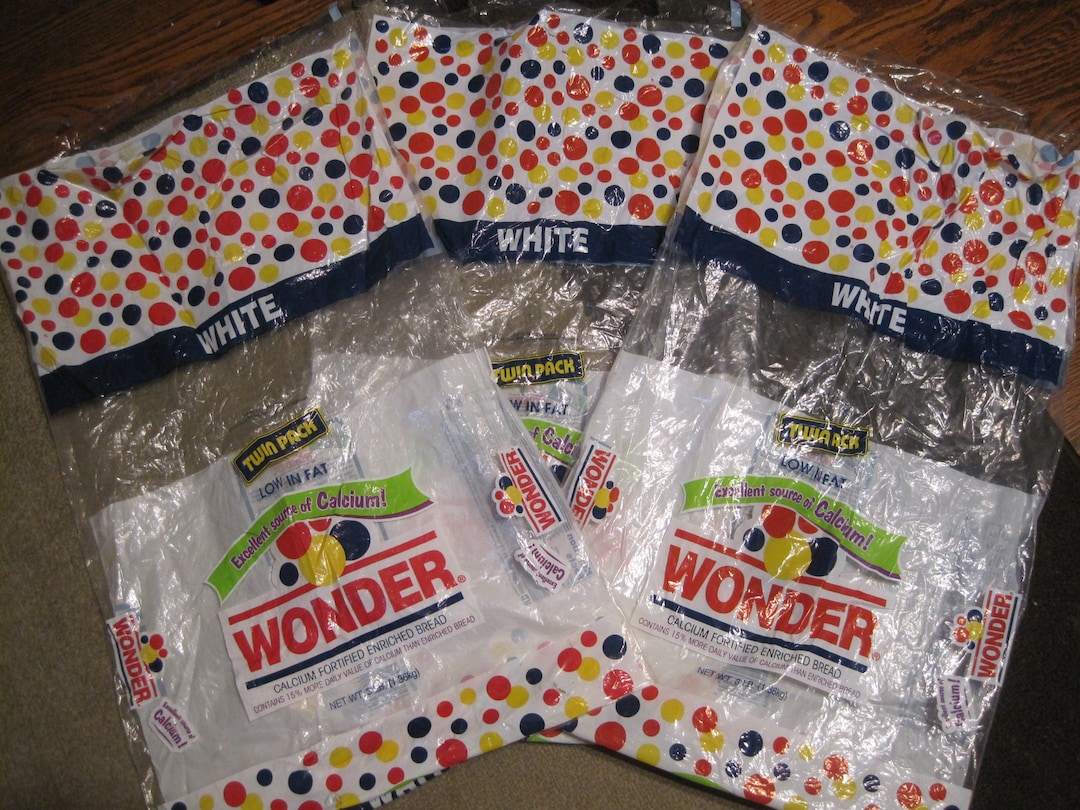 Vintage Wonder Bread Bags. Plastic Bag Twin Pack Size. Polka Dot, Wonder Bread. 3 Large Bags ...