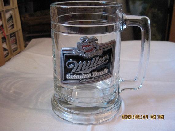 Miller Genuine Draft beer mug w/ pewter shield 3D pewter | Etsy