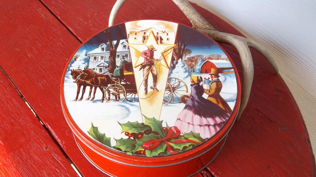 Vintage De Luxe Fruit Cake Tin: Collin Street Bakery Christmas Canister ...